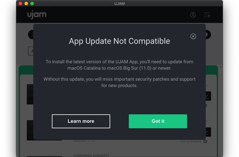 The UJAM App won't run on macOS 10.15 Catalina – UJAM
